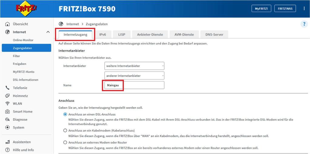 Konfiguration der FRITZ!Box 7530(AX) und 7590(AX) | Anleitung | MAINGAU